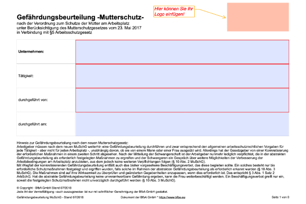 Gefährdungsbeurteilung Mutterschutzgesetz